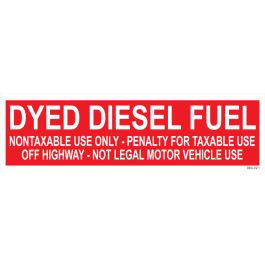 Dyed Diesel Fuel Pump Decal 4" x 13.5" - Excel Equipment, LLC